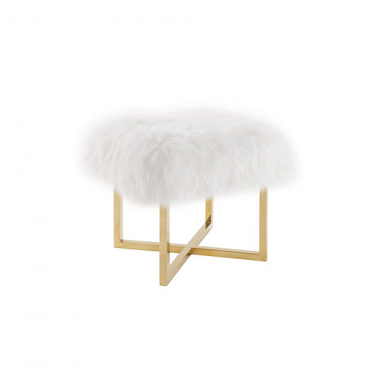 Taylor Puff White Sheepskin Stool | Lux Lounge EFR (888) 247-4411